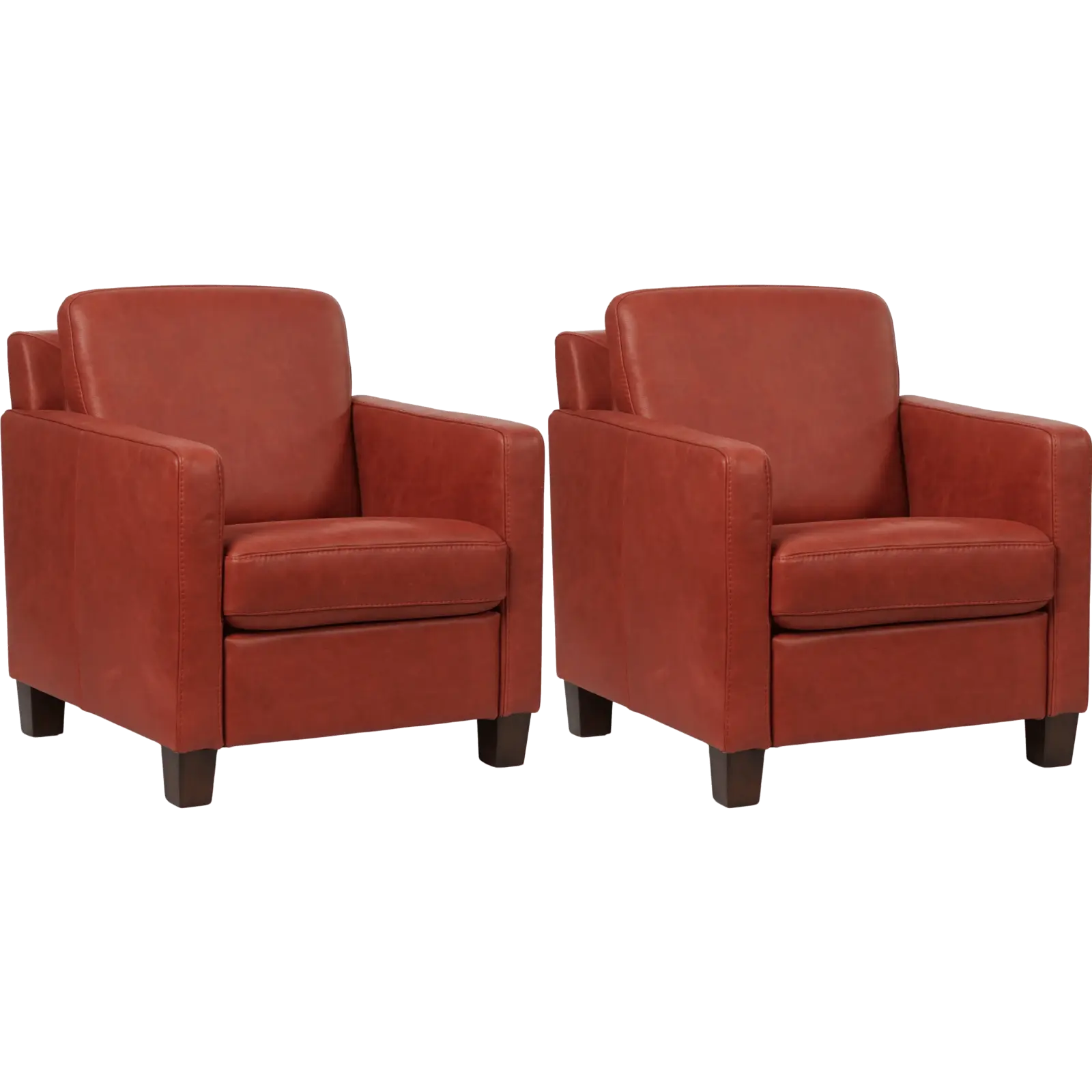 Set van 2 Leren fauteuils Smart - Vintage Burgundy (rood) - Poten hout ...