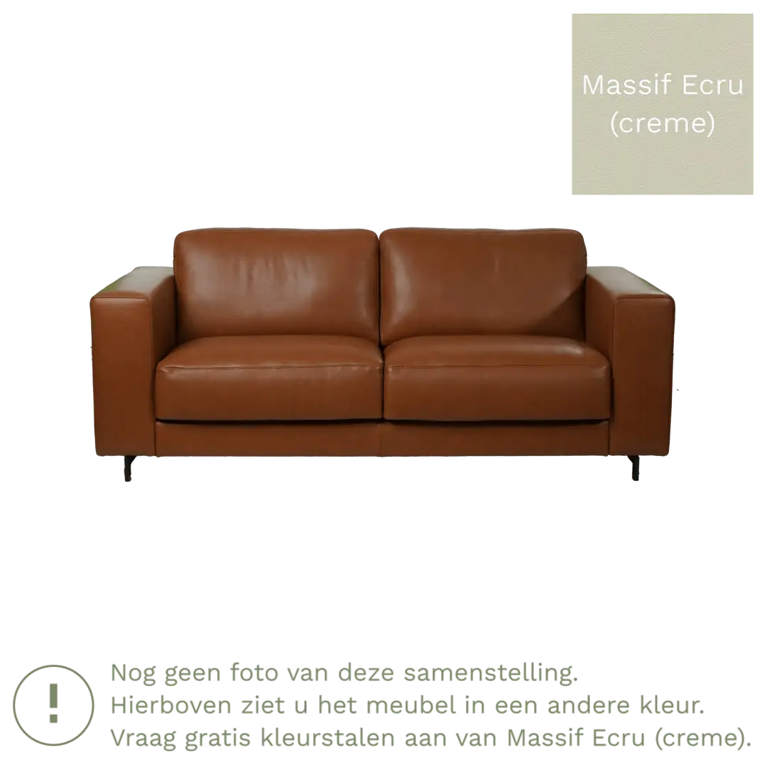 Leren bank Clear - 3 zits - Massif Ecru - poten staal zwart | ShopX