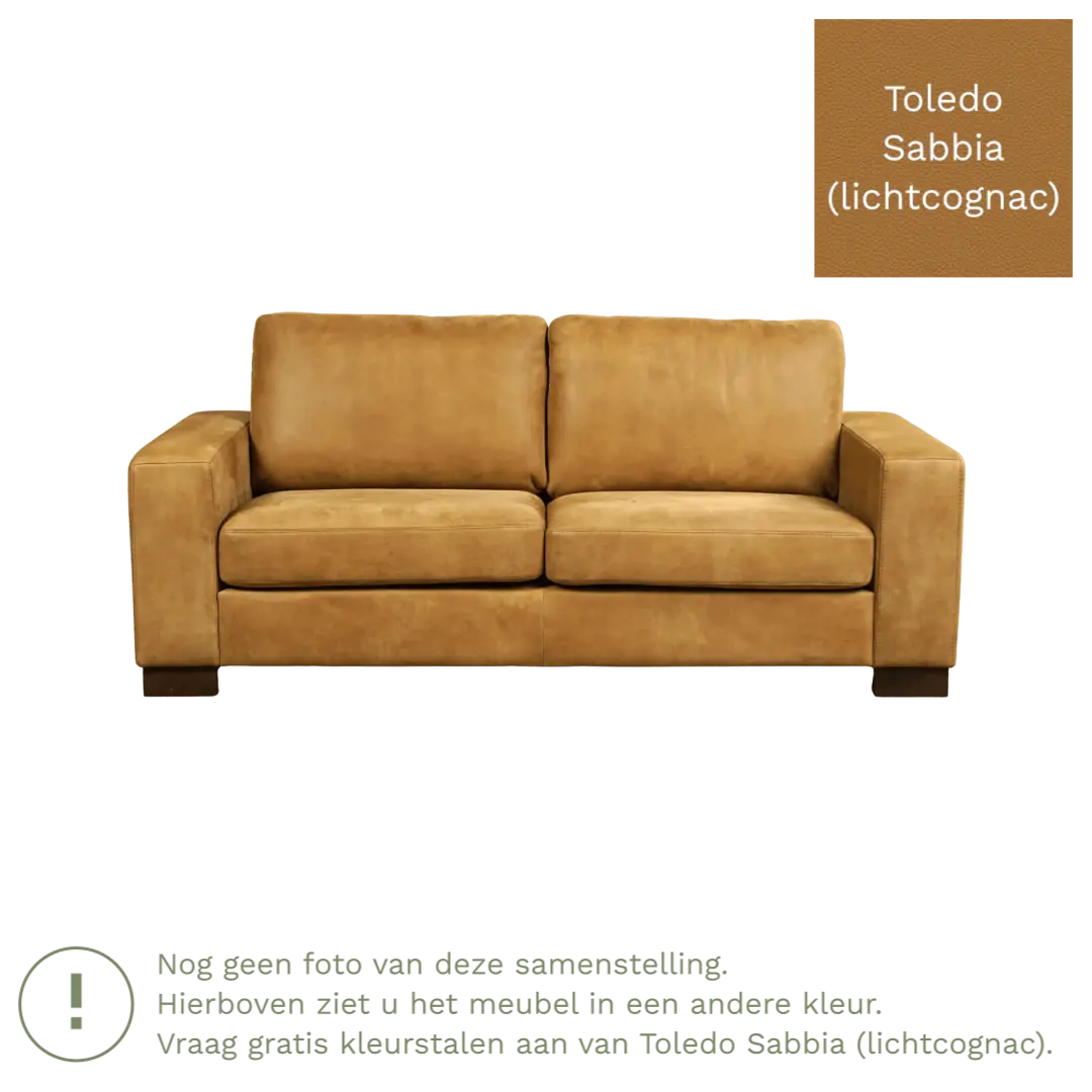 Leren bank Enjoy - 2.5 zits - Toledo Sabbia - poten hout bruin | ShopX